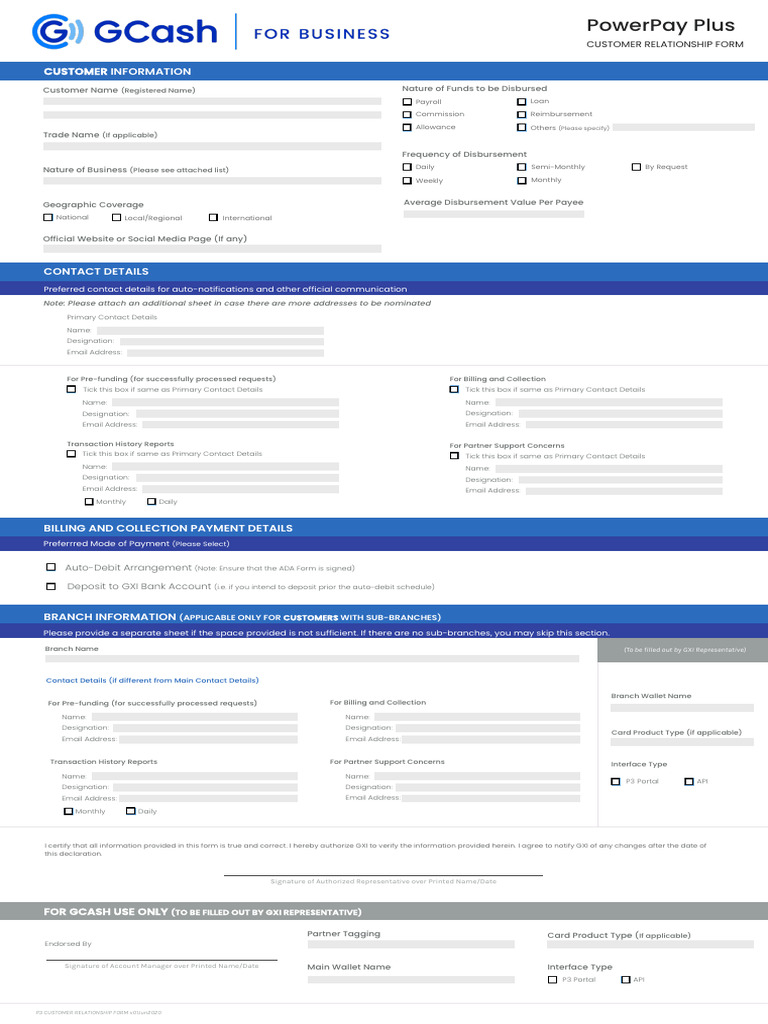 P3 Customer Relationship Form | PDF | Payments | Financial Services