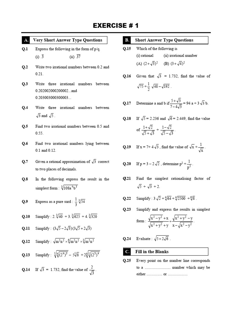 Number System Worksheet | PDF | Numbers | Integer