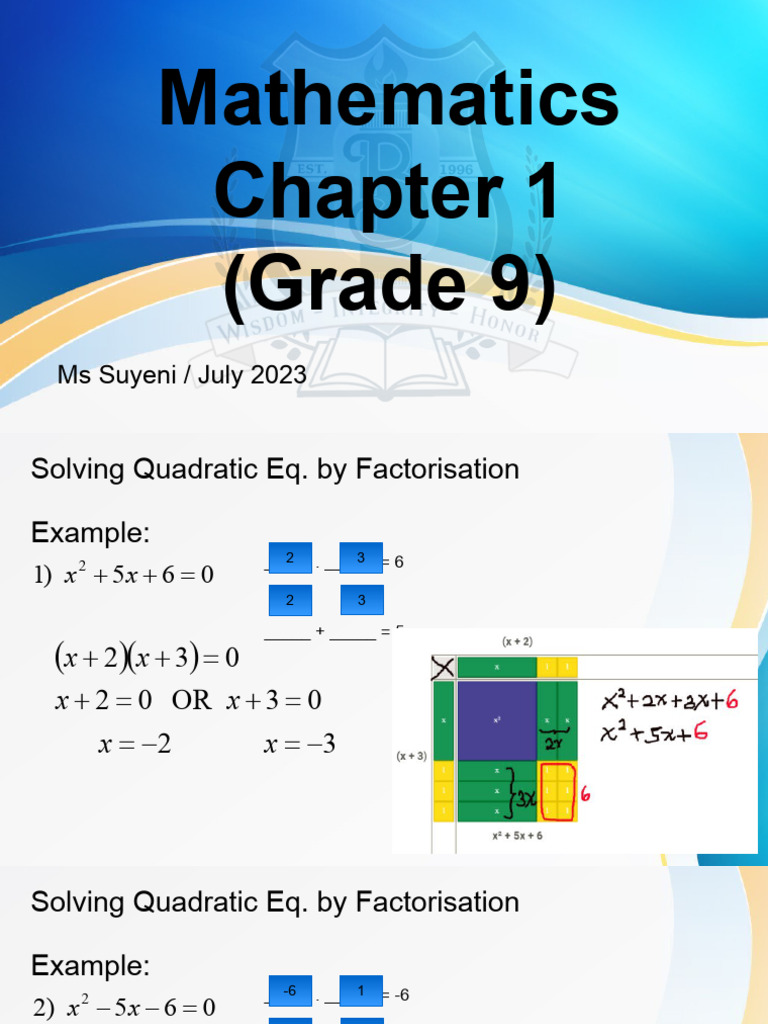 Ch.1 Quadratic Eq. & Function | PDF | Quadratic Equation | Mathematical Analysis