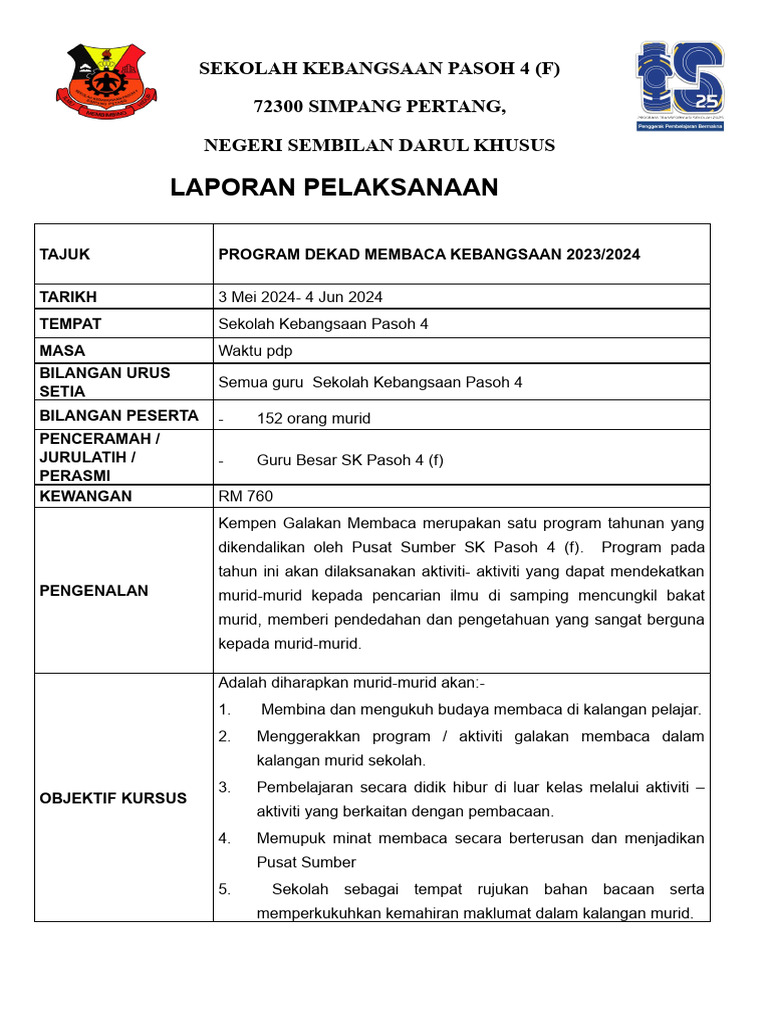 Laporan Dekad Membaca | PDF