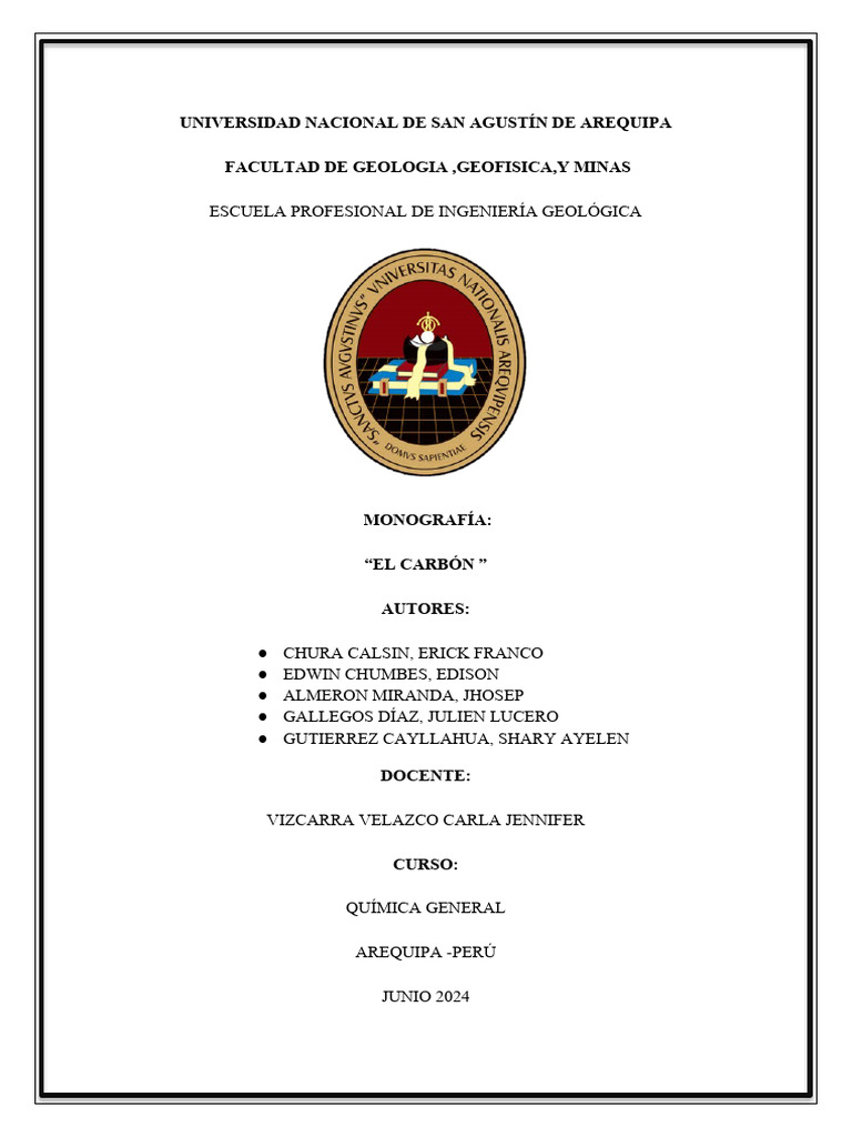 Informe Química - El Carbón | PDF | Carbón | Roca sedimentaria