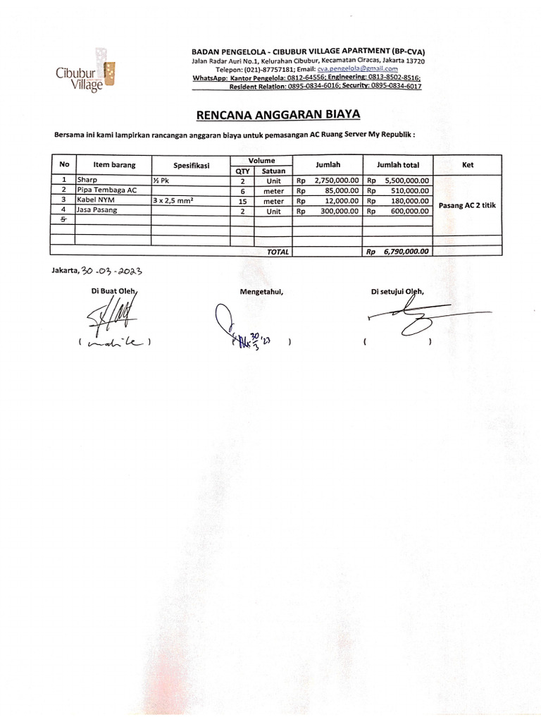 RAB AC Apart Cibubur Village | PDF