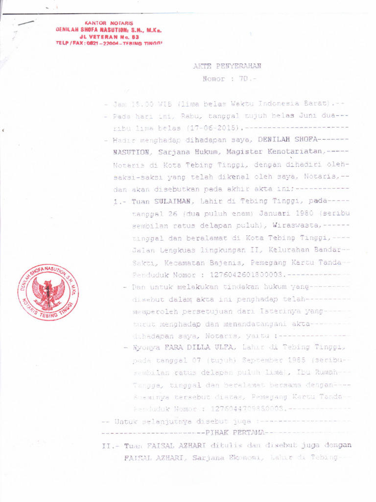 Akte Penyerahan | PDF