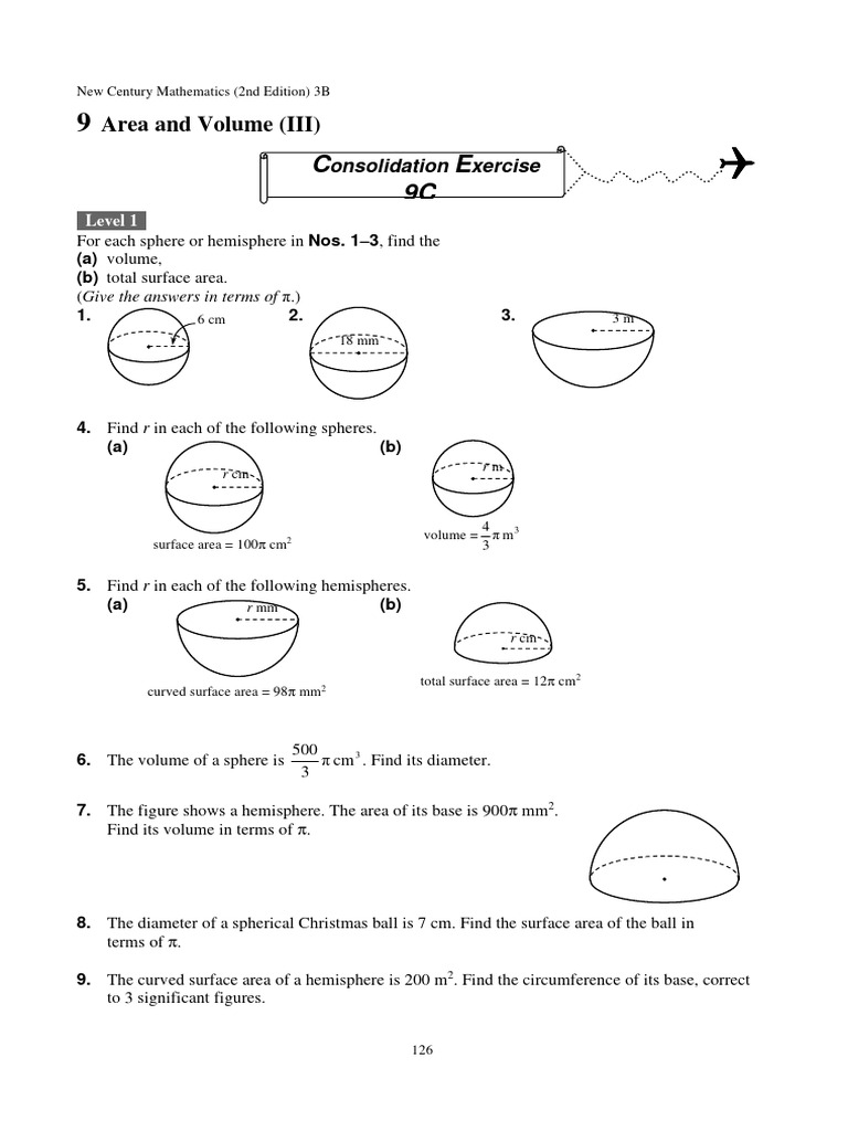 area and volume 3 | PDF | Sphere | Area