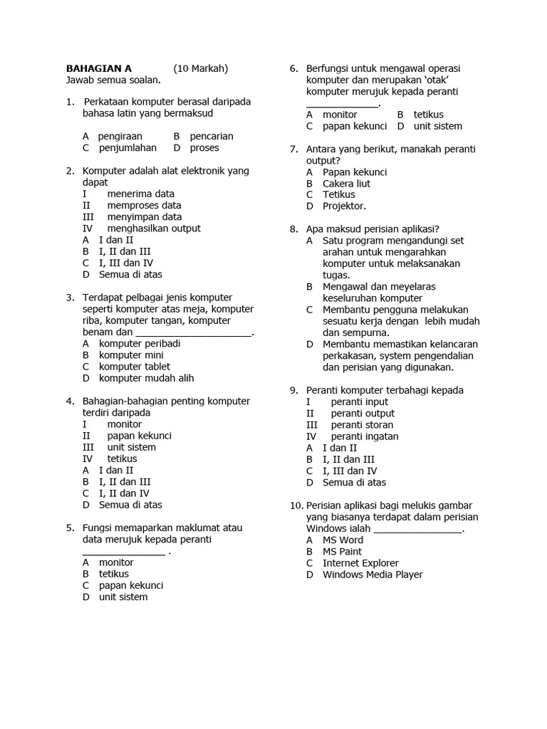 Ujian TMK Pertengahan Sem1 | PDF