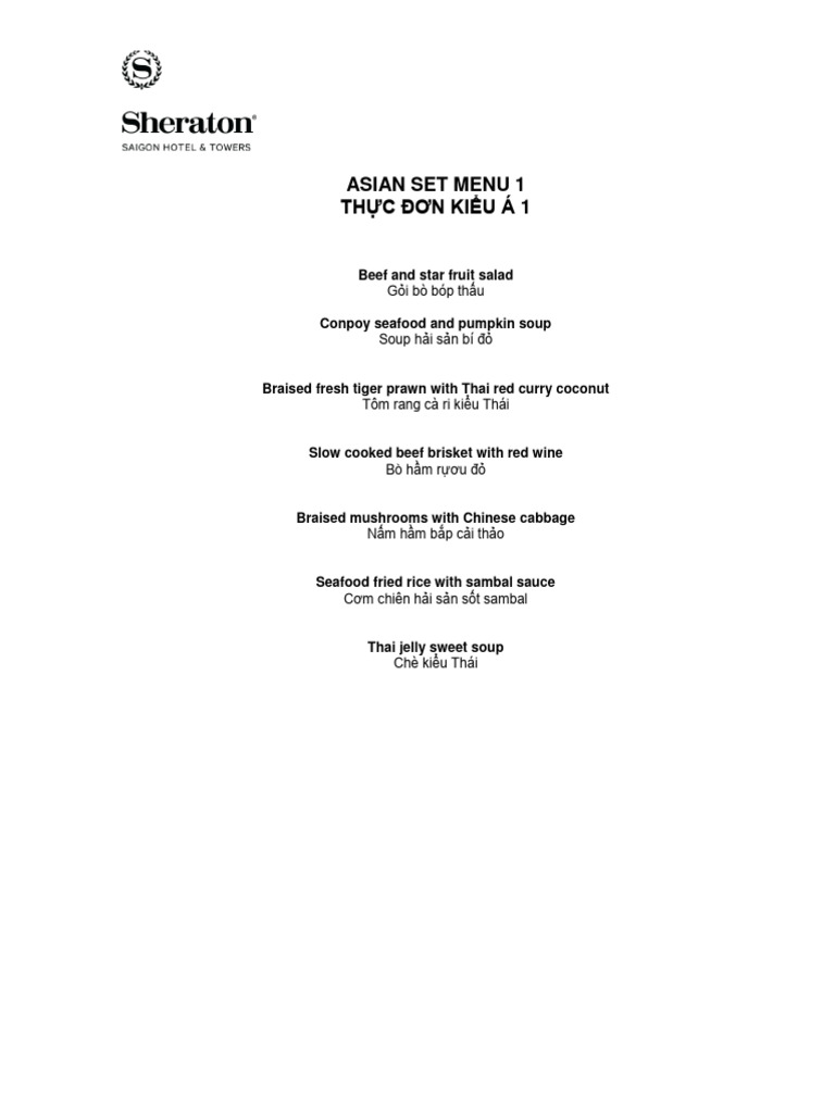 ASIAN SET MENU (A, B, C, D) - Special Menu | PDF