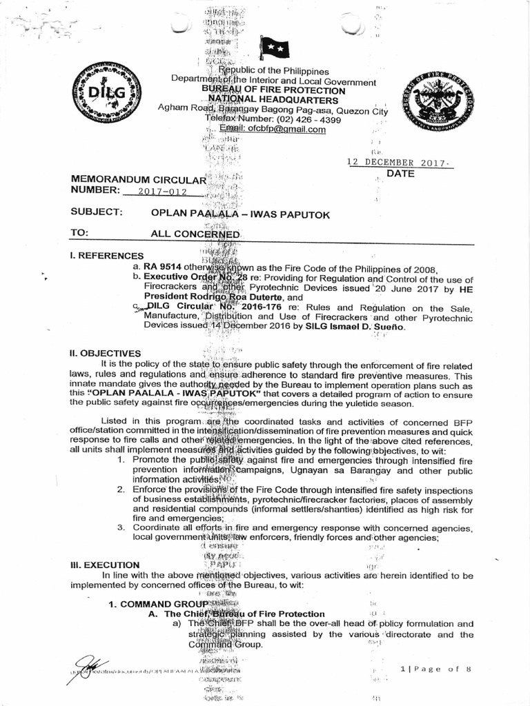 Oplan Paalala - Iwas Paputok Mc2017-012 | PDF | Fire Safety | Emergency ...