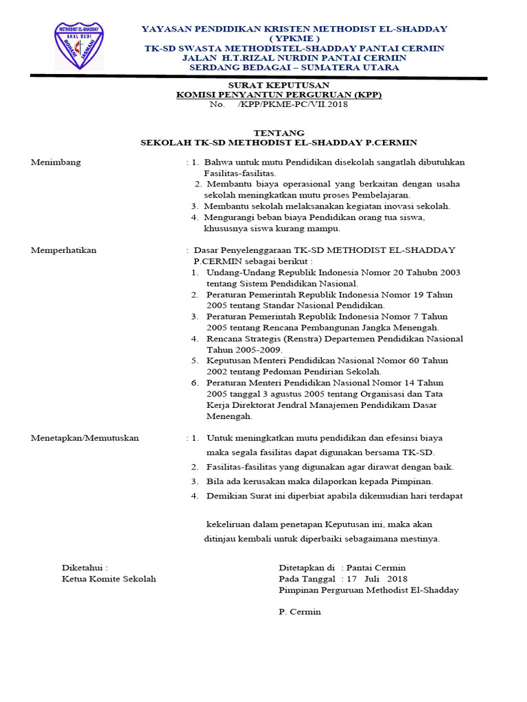 Surat Keputusan KPP (Halaman 1) | PDF