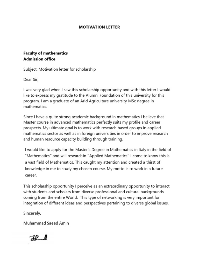 Motivation Letter | PDF