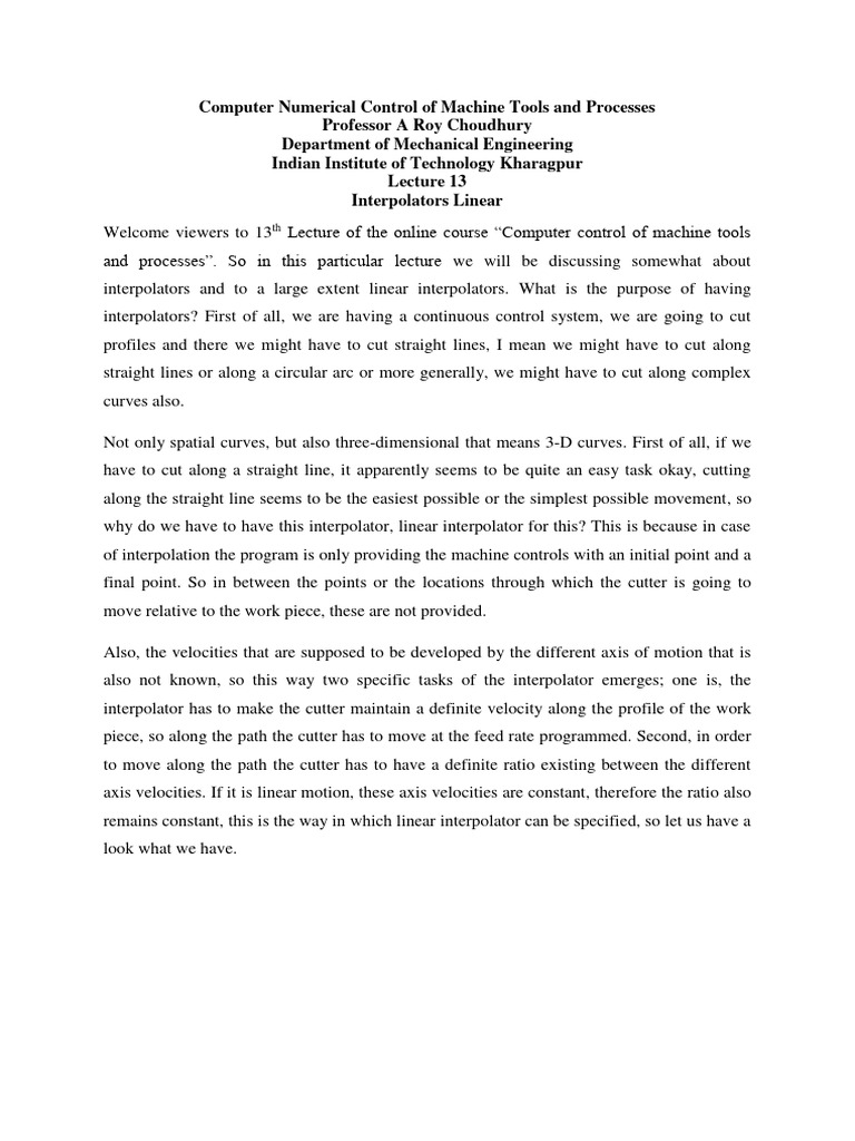 Lec 13 | PDF | Numerical Control | Velocity Lec 13 | PDF | Numerical Control | Velocity