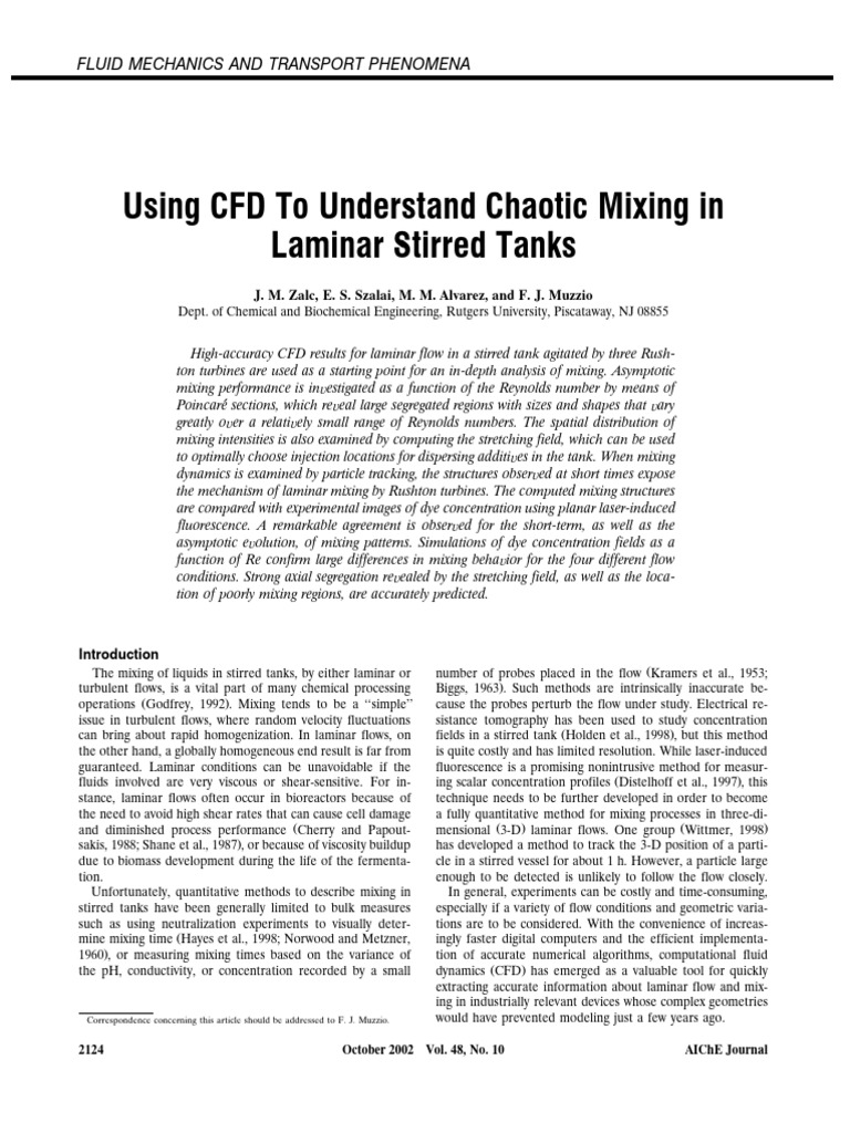 AIChE Journal - 2004 - Zalc - Using CFD to understand chaotic mixing in ...