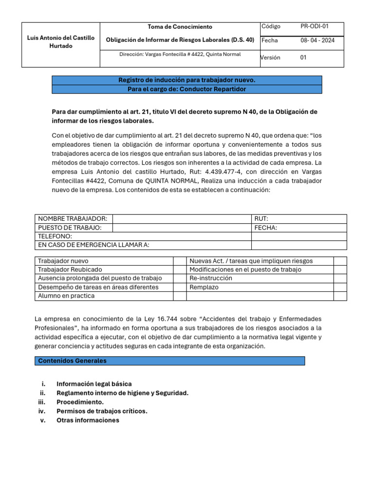 Obligación de Informar DS 40 Luis Castillo (1) FINAL | PDF