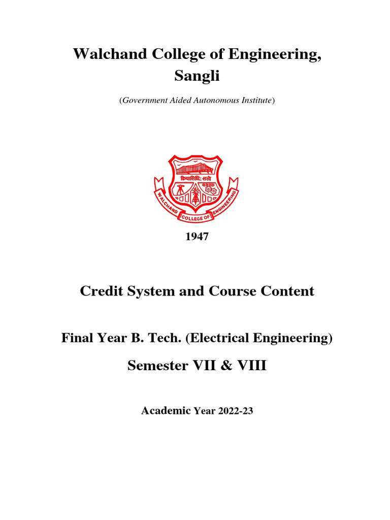 Final Year BTech Electrical Structure and Syllabus 2022-23 | PDF ...