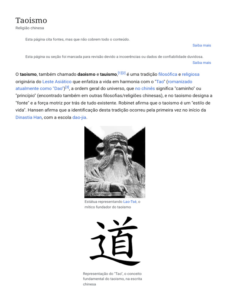Introdução ao Taoismo: Filosofia e Práticas | PDF | Tao | Laozi