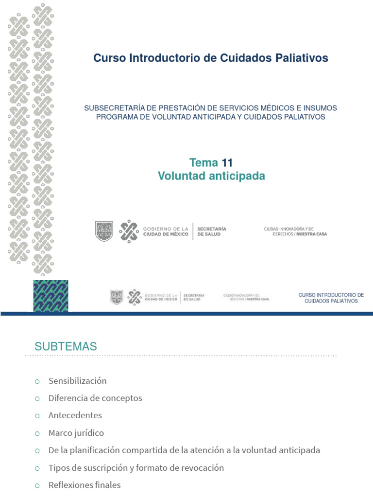 Curso Introductorio CP-Tema 11 | PDF | Cuidados paliativos | Cuidado de la salud
