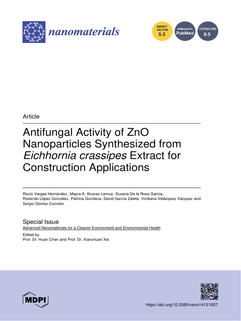 48 - Nanomaterials 14 01007 With Cover | PDF | Zinc Oxide | Adsorption