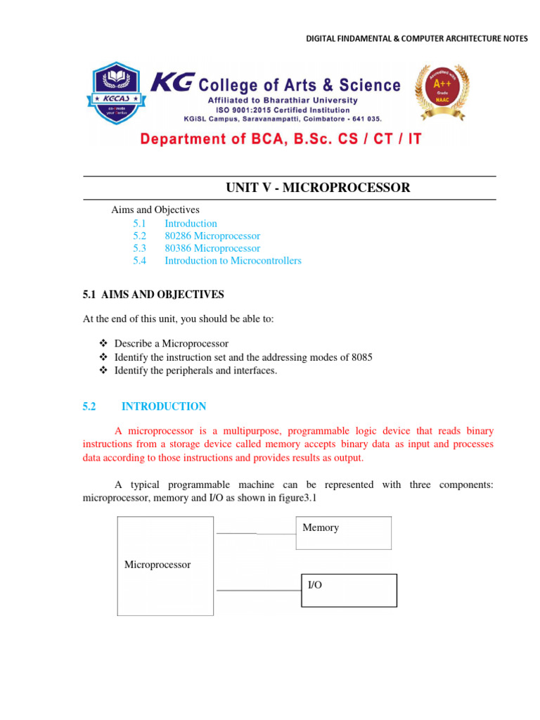 DFA Unit 5 Microprocessor | PDF | Central Processing Unit | Microcontroller