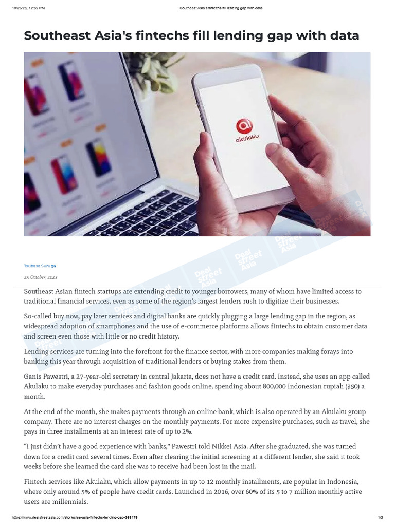 Southeast Asia's Fintechs Fill Lending Gap With Data | PDF | Credit ...