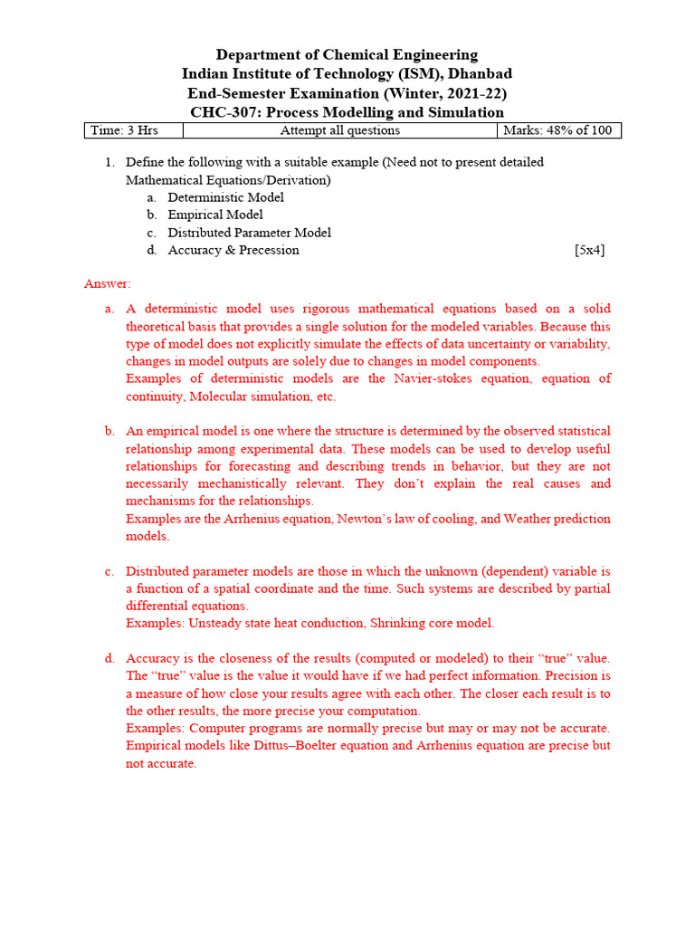 End Semester Solution PMS | PDF | Mathematical Model | Continuum Mechanics