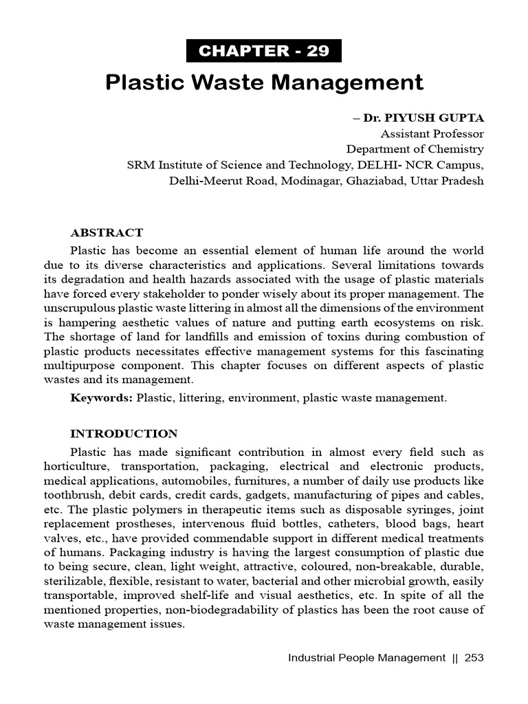 Plastic Waste Management | PDF | Plastic | Waste
