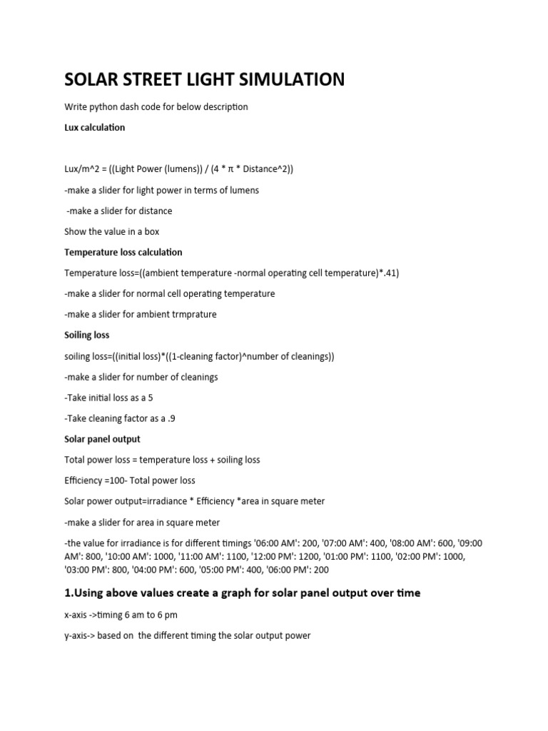 Solar Street Light Simulation | PDF | Electric Power | Energy Conversion