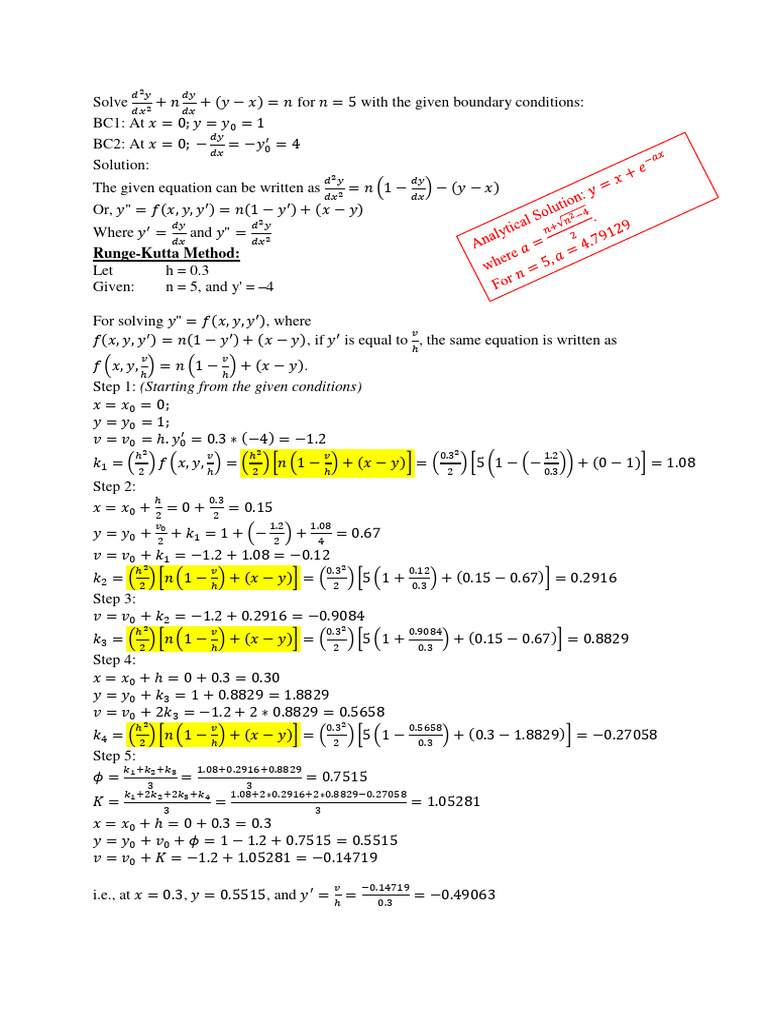 RK4 Numerical 1 | PDF | Differential Equations | Mathematics