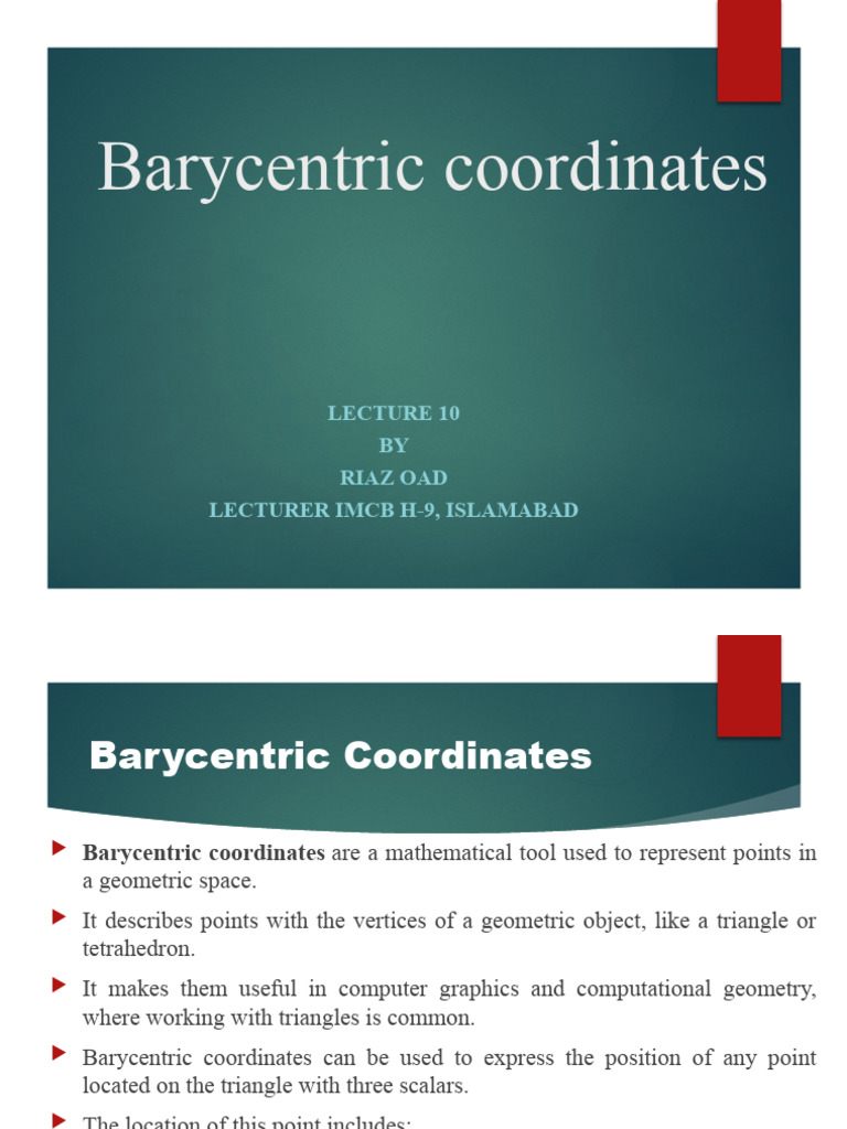 Lec 10 - Barycentric Coordinates | PDF | Differential Geometry ...