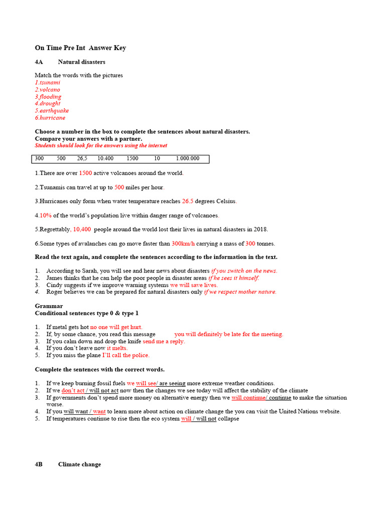 Pre Int U4 Answer Key | PDF | Bob Marley | Earth Sciences