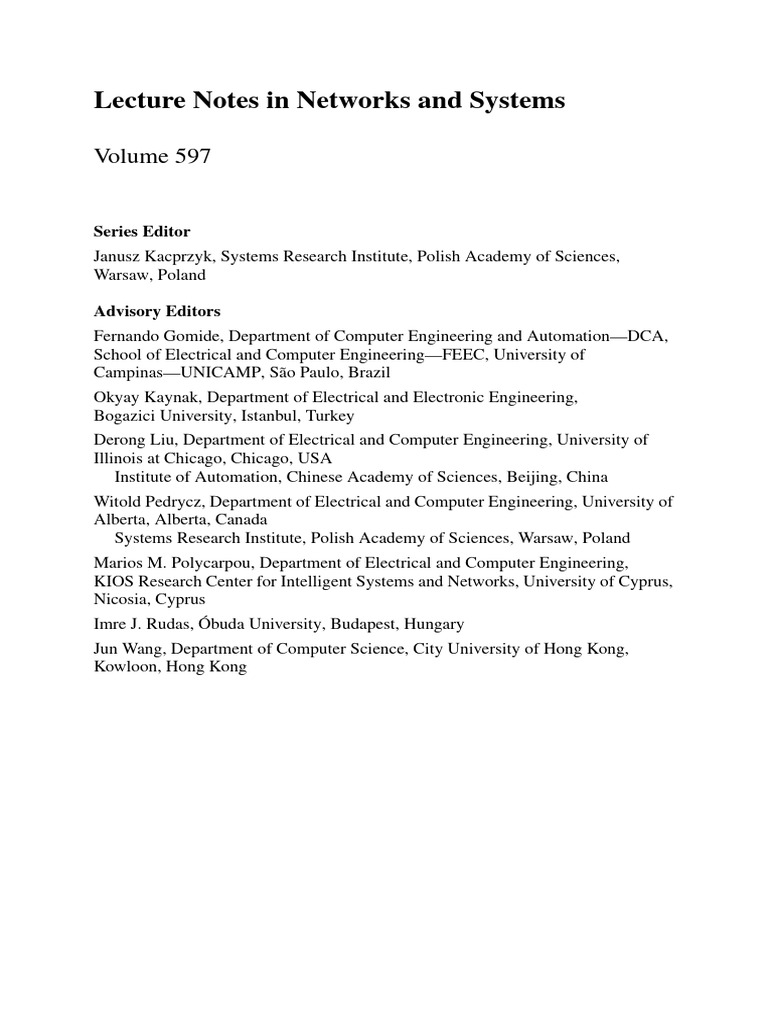 Lecture Notes in Networks and Systems | PDF | System | Computer Science