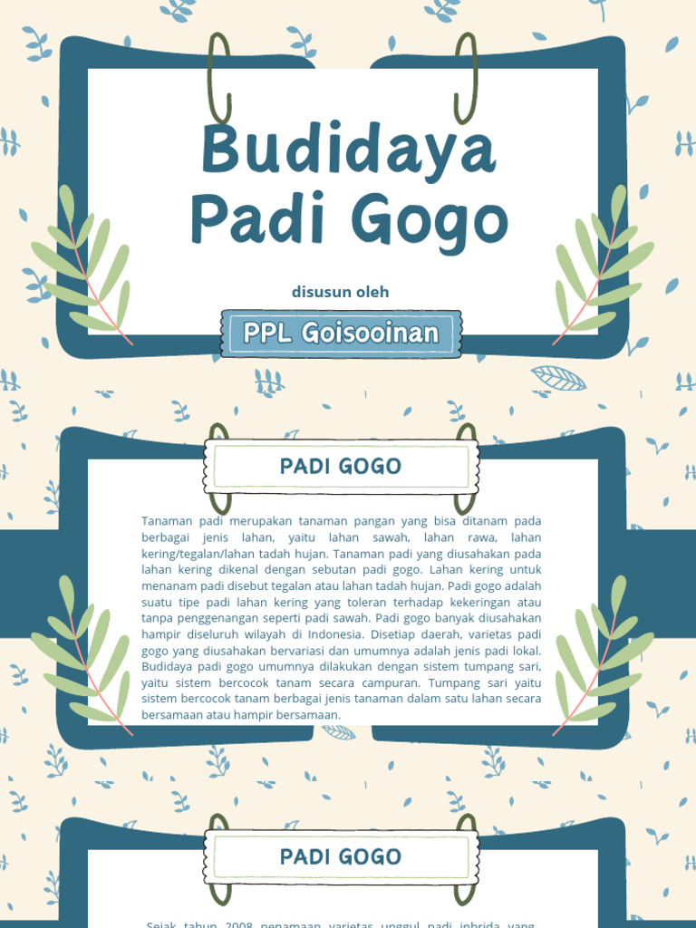Bahan Tayang Budidaya Padi Gogo | PDF