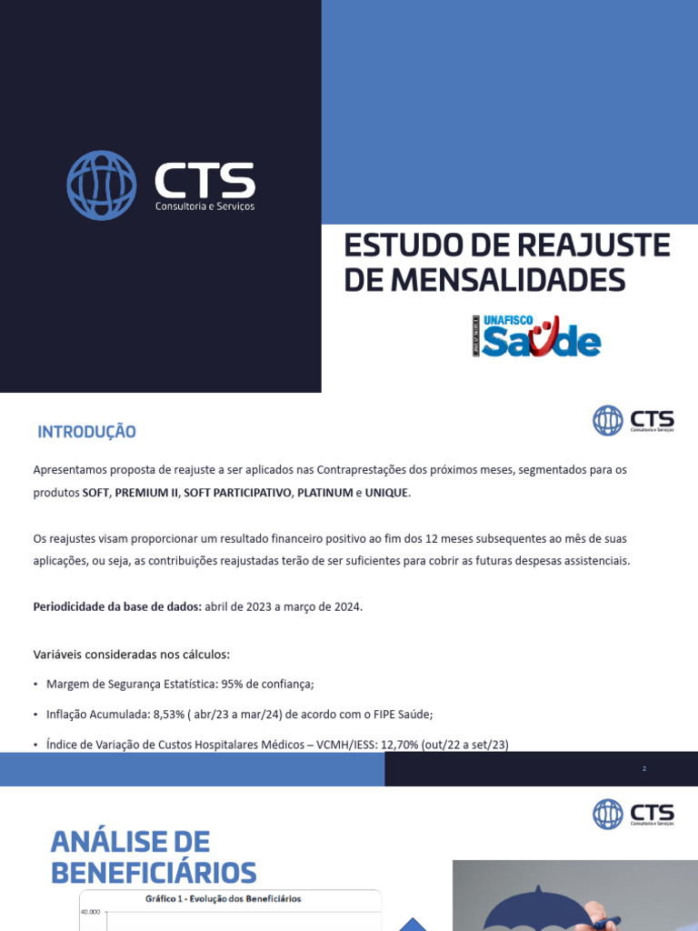 Estudo de Reajuste de Mensalidades - Consultoria Atuarial CTS | PDF | Economias