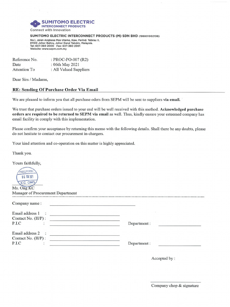 09.memo - Sending of Purchase Order Via Email | PDF