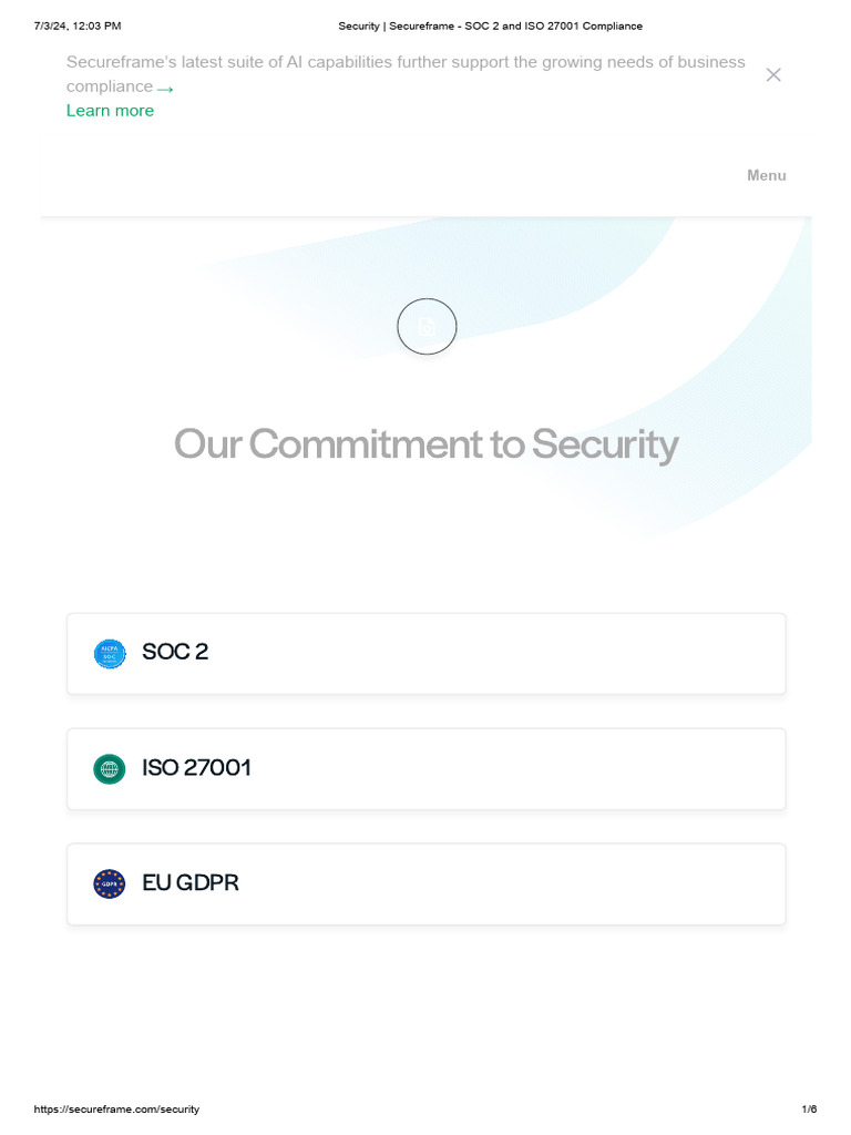 Security - Secureframe - SOC 2 and ISO 27001 Compliance | PDF | Security | Computer Security