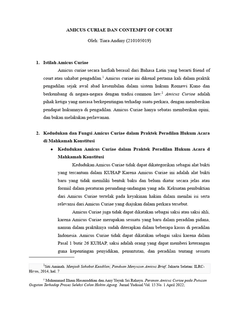 Amicus Curiae dan Contempt of Court | PDF | Politik | Ilmu Sosial