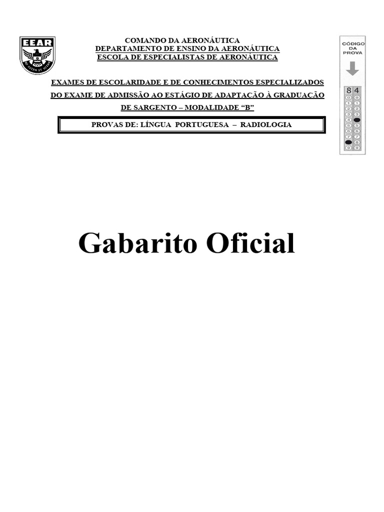 Aeronautica 2010 Eear Sargento Da Aeronautica Radiologia Gabarito | PDF | Assunto (gramática ...