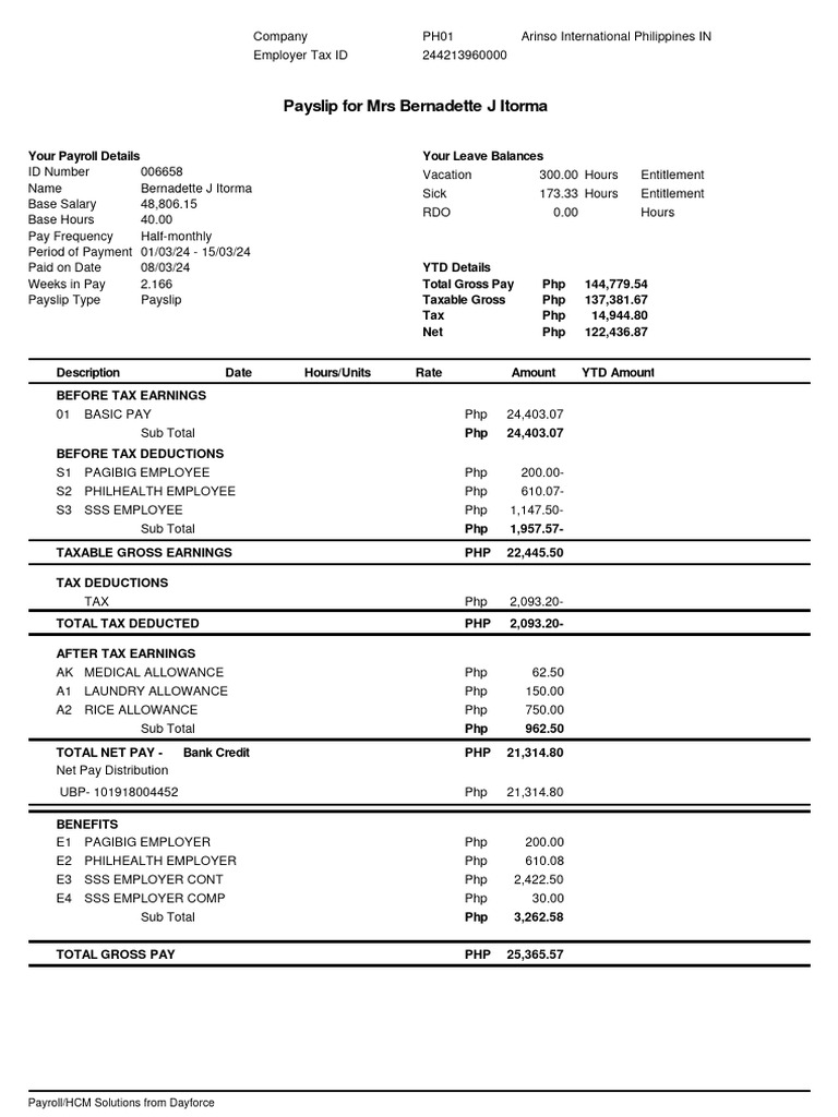 Itorma Bernadette Jimenez - 080324 | PDF | Payroll Tax | Paycheck