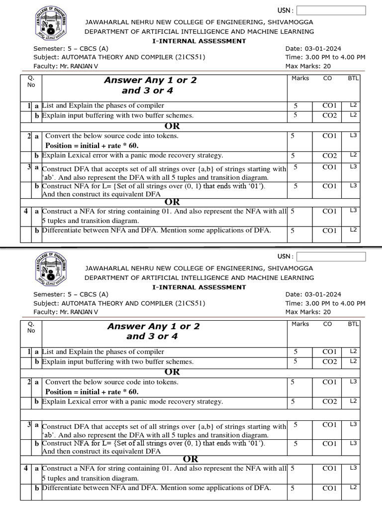 AIML_21CS51_1QP | PDF | Computing | Theory Of Computation