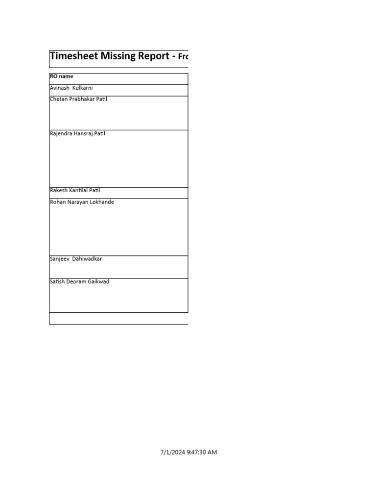 Timesheet Missing ReportNew | PDF