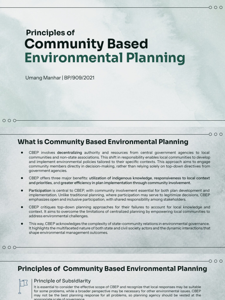 Principles of Community Based Environmental Planning | PDF ...