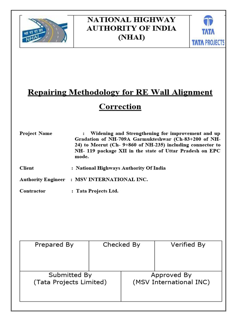 Repairing Methodology of RE Wall Due to Disturbed Top Alignment (0+595 ...