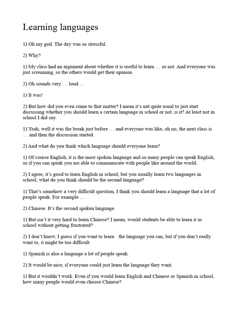 English Dialogue Learning Languages | PDF | English Language | Sign Language