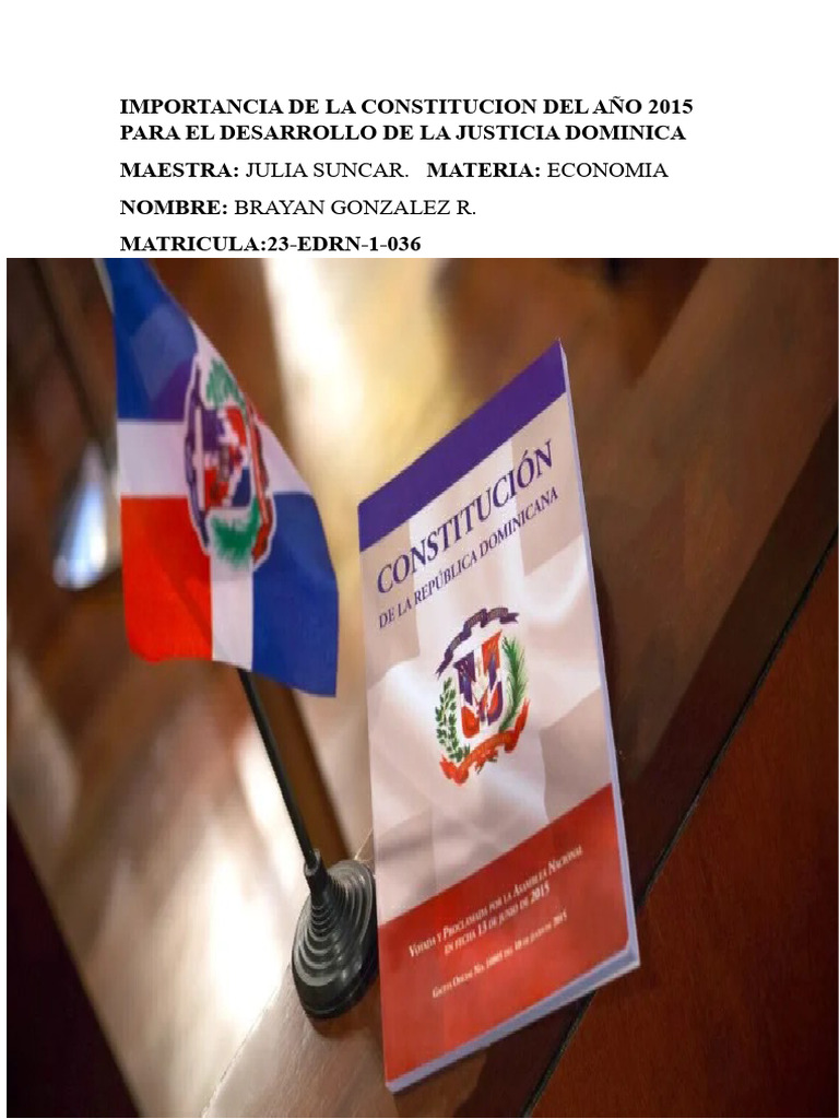 Importancia De La Constitucion Del Año 2015 Para El Desarrollo De La