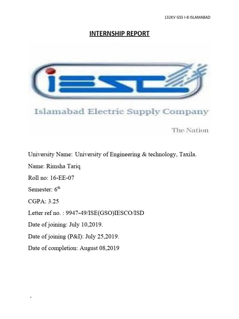 Internship Report | PDF | Electrical Substation | Transformer