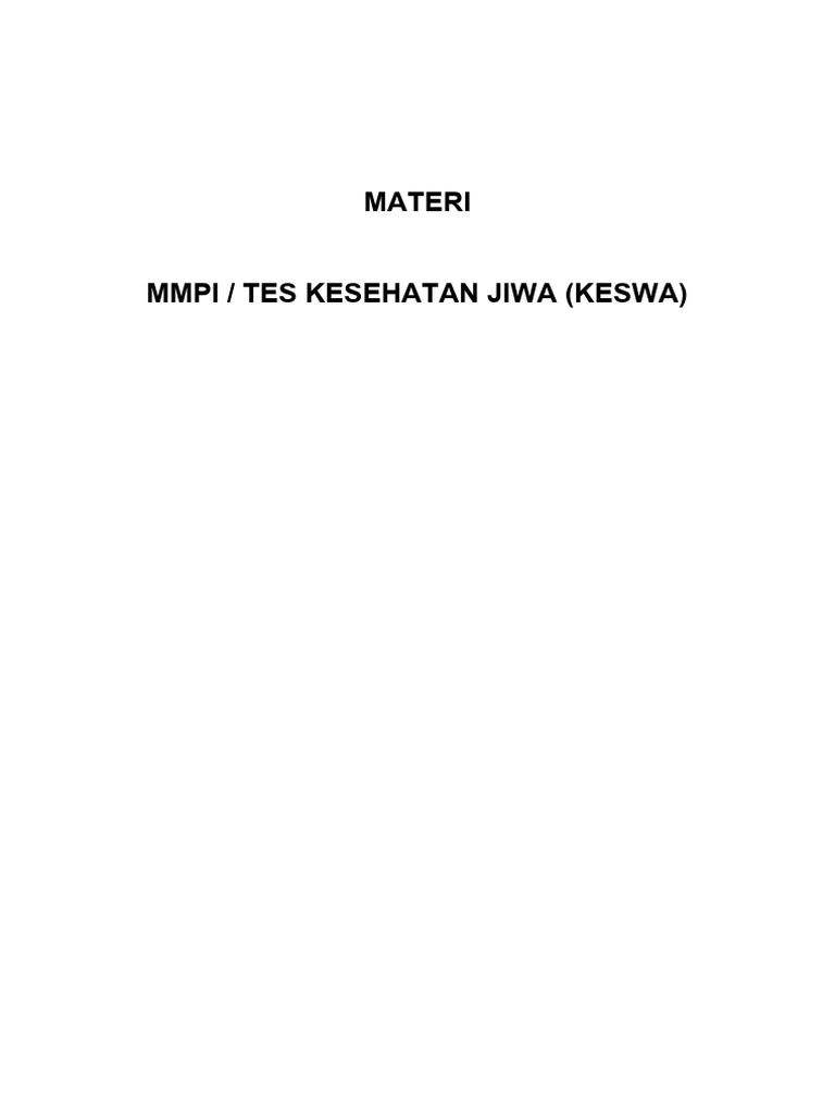 Materi Tes Keswa Mmpi | PDF | Karier & Perkembangan | Sains & Matematika
