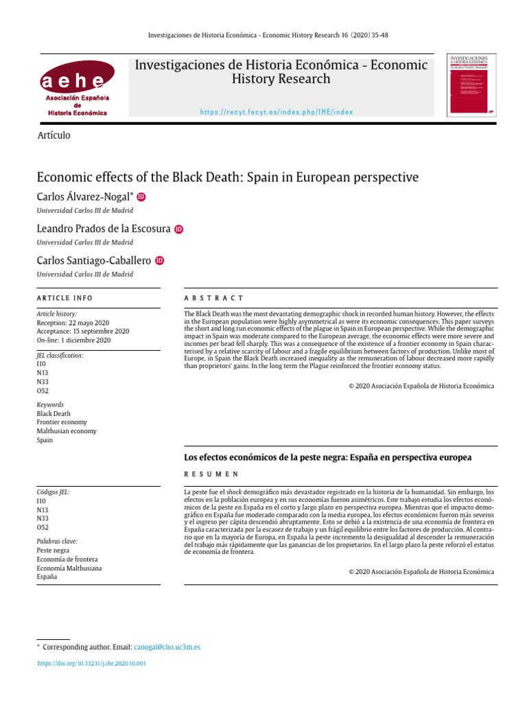 Economic Effects of The Black Death Spai | PDF | Black Death | Spain