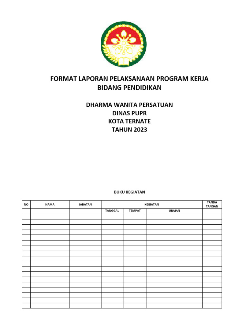 Format Laporan Program KOTAKU 2023 | PDF