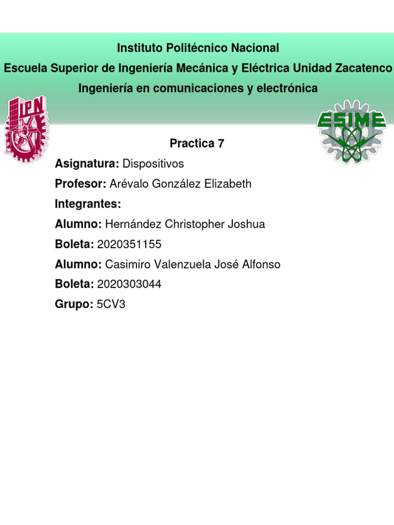 Practica7 CVJA HCJ | PDF | Transistor de unión bipolar | Semiconductores