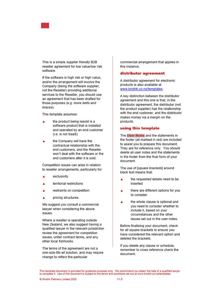 B2B Software Reseller Agreement Template | PDF | Fee | Business