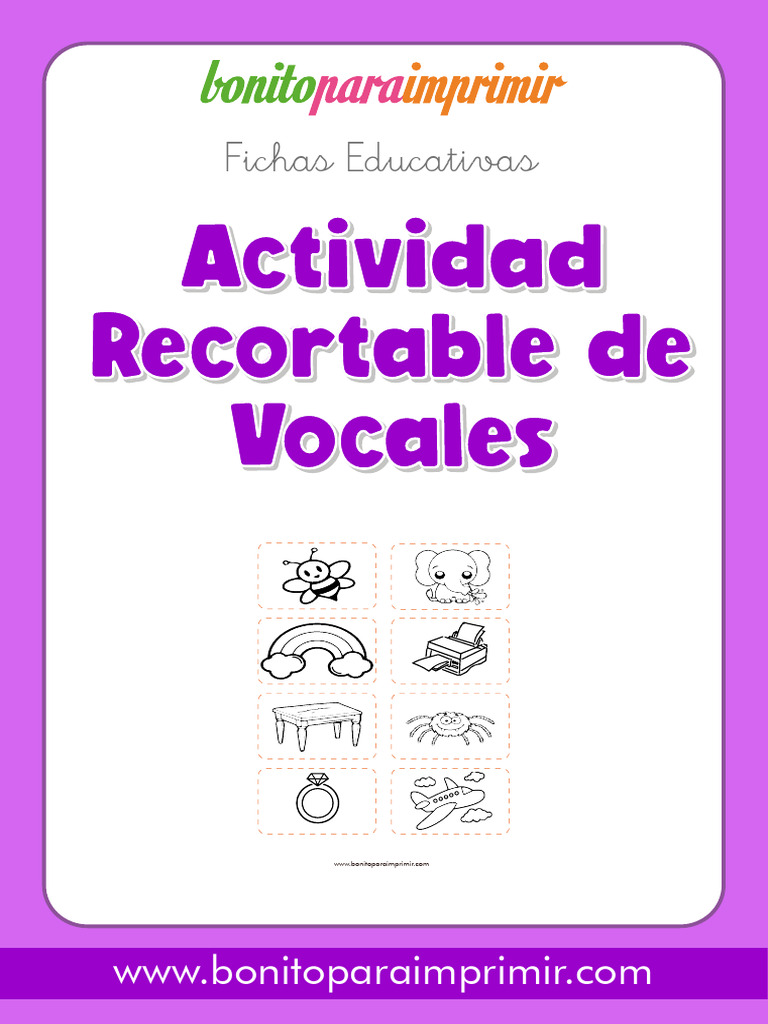 Actividad Recortable de Las Vocales | PDF | Hogar, jardinería y bricolaje