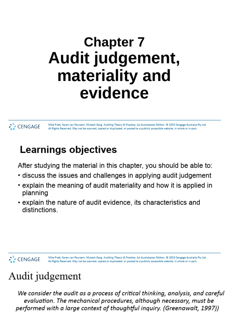 Auditing CH 7 Audit Judgement, Materiality and Evidence | PDF | Audit ...